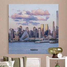Akustikbild New York Skyline am Abend mit Sonnenuntergang