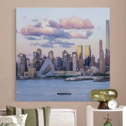 Akustikbild New York Skyline am Abend mit Sonnenuntergang