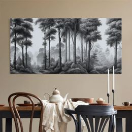Akustikbild Romantische Waldlandschaft Schwarz-Wei&szlig;
