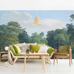 Bilderwelten Fototapete Wald modern Wandtapete gr&uuml;n - Anton Radl - Im Wald zwischen Birken und Buchen - B&auml;ume Wohnzimmer Schlafzimmer
