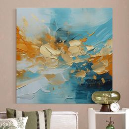 Akustikbild Impasto T&uuml;rkis und Ocker