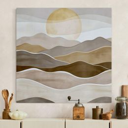 Akustikbild Minimalistische Boho Landschaft Beige Grau