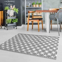 Bilderwelten Vinylteppich Illustration grau Fliesenoptik - Geometrischer Fliesenmix Herzen Grau - Deko K&uuml;che Badezimmer Flur