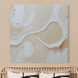 Akustikbild Abstrakte Malerei Beige und Gold