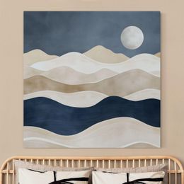 Akustikbild Minimalistische Boho Landschaft Beige Blau