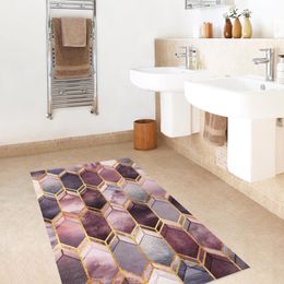 Bilderwelten Vinylteppich Abstrakt rosa originell Aquarell - Glasmalerei geometrisch Ros&eacute; Gold - Geometrisch K&uuml;che Badezimmer Flur