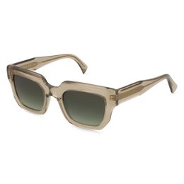 Fielmann LN 082 SUN FA SKYLER | Unisex-Sonnenbrille | Fassung: Vollrand, Quadratisch, Acetat, Beige Transparent | Glasfarbe: Gr&uuml;n Verlaufend