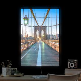 LED-Wechselbild Morgenblick von der Brooklyn Bridge