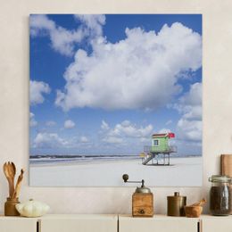 Akustikbild Langeoog Rettungsturm am Meer mit Strand