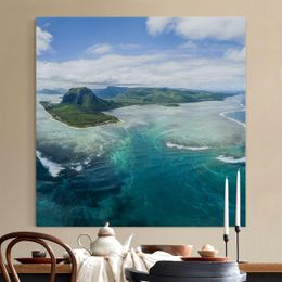 Akustikbild Mauritius Luftaufnahme mit Strand und Riff