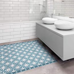 Bilderwelten Vinylteppich Geometrischer Fliesenmix Herzen Blaugrau