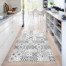 Bilderwelten Vinylteppich Illustration grau Fliesenoptik - Geometrischer Fliesenmix Grau - Deko K&uuml;che Badezimmer Flur