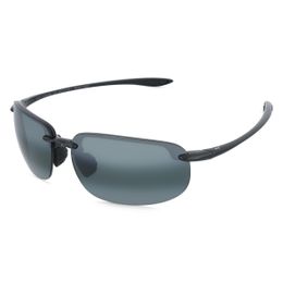 Maui Jim 456 Hookipa Xlarge | Unisex-Sonnenbrille | Fassung: Randlos, Eckig, Kunststoff, Schwarz | Glasfarbe: Grau