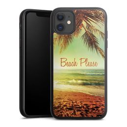 DeinDesign iPhone 11 Handy Gallery Case Handyh&uuml;lle 9H Geh&auml;rtetes Glas R&uuml;ckseite H&uuml;lle Palm Tree Urlaub Beach Gallery Case