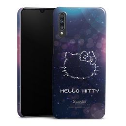 DeinDesign Galaxy A70 Handy Premium Case Smartphone Handyh&uuml;lle Schutzh&uuml;lle gl&auml;nzend Merchandise Hello Kitty Weltall Premium Case