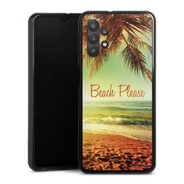 DeinDesign Galaxy A32 5G Handy Silikon H&uuml;lle Case schwarz Handyh&uuml;lle Beach Palm Tree Urlaub