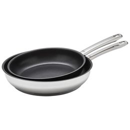 Silit Pfannenset Calabria, Schwarz, Edelstahl, Metall, 2-teilig, rund, hitzebest&auml;ndige Griffe, antihaftbeschichtet, Silitherm&reg;-Allherdboden, Kochen, Pfannen, Pfannensets