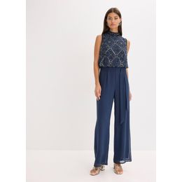 bonprix Overall mit Perlenstickerei, blau, Gr.44, Bezaubernder Overall mit Perlenstickerei im Oberteil