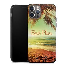 DeinDesign iPhone 12 Pro Handy Slim Case extra d&uuml;nn Silikon Handyh&uuml;lle schwarz H&uuml;lle Palm Tree Urlaub Beach Silikon Slim Case