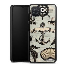 DeinDesign Galaxy A12 Handy Silikon H&uuml;lle Case schwarz Handyh&uuml;lle Sailor Anchor Maritim