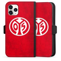 DeinDesign iPhone 11 Pro Handy Klapph&uuml;lle Handyh&uuml;lle aus Kunst Leder schwarz Flip Case Nullf&uuml;nfer 1. Fsv Mainz 05 E.V. Official Licensed Product Sideflip mit 
