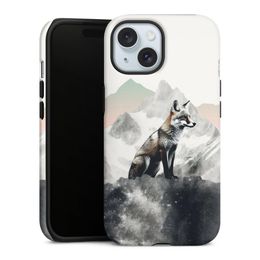 DeinDesign iPhone 15 Handy Panzer Handyh&uuml;lle robuste Outdoor H&uuml;lle Schutzh&uuml;lle matt Nature Mountain Fox Tough Case