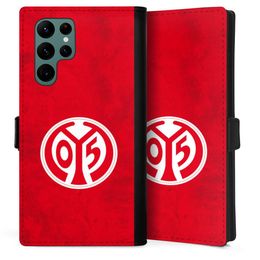 DeinDesign Galaxy S22 Ultra Handy Klapph&uuml;lle Handyh&uuml;lle aus Kunst Leder schwarz Flip Case Nullf&uuml;nfer 1. Fsv Mainz 05 E.V. Official Licensed Product Sideflip mit 
