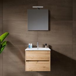 RIHO Porto Schrank mit Slim Waschtisch, mit Spiegel Slim B: 61,5 cm, F014005DP6+W018012005+F014014ALU+204927, Slim