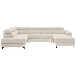Stylife Wohnlandschaft Combo, Beige, Metall, 5-Sitzer, Ottomane links, U-Form, 333x206 cm, Made in EU, Liegefunktion, R&uuml;cken echt, Wohnzimmer, Sofas & Couches, Wohnlandschaften, Wohnlandschaften in U-Form