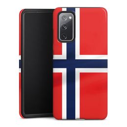 DeinDesign Galaxy S20 FE 5G Handy Panzer Handyh&uuml;lle robuste Outdoor H&uuml;lle Schutzh&uuml;lle gl&auml;nzend Flags Flag Norway Tough Case