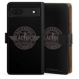 DeinDesign Google Pixel 6a Handy Klapph&uuml;lle Handyh&uuml;lle aus Kunst Leder schwarz Flip Case Rock Acdc Merchandise Sideflip mit langer Lasche