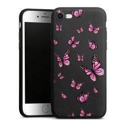 DeinDesign iPhone SE (2020) Handy Premium Silikon H&uuml;lle Handyh&uuml;lle schwarz Case Motiv Ohne Hintergrund Muster Butterfly Silikon Premium Case