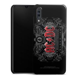 DeinDesign Galaxy A70 Handy Premium Case Smartphone Handyh&uuml;lle Schutzh&uuml;lle gl&auml;nzend Merchandise Black Ice Acdc Premium Case