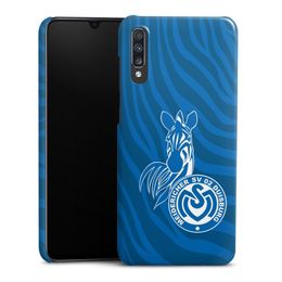 DeinDesign Galaxy A70 Handy Premium Case Smartphone Handyh&uuml;lle Schutzh&uuml;lle gl&auml;nzend Merchandise Msv Duisburg Zebra Premium Case