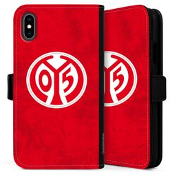 DeinDesign iPhone X Handy Klapph&uuml;lle Handyh&uuml;lle aus Kunst Leder schwarz Flip Case Nullf&uuml;nfer 1. Fsv Mainz 05 E.V. Official Licensed Product Sideflip mit langer 