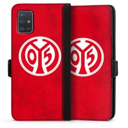 DeinDesign Galaxy A51 Handy Klapph&uuml;lle Handyh&uuml;lle aus Kunst Leder schwarz Flip Case Nullf&uuml;nfer 1. Fsv Mainz 05 E.V. Official Licensed Product Sideflip mit Lasche