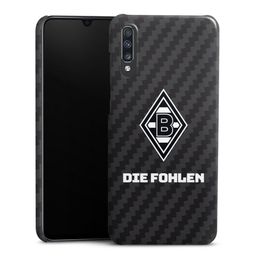 DeinDesign Galaxy A70 Handy Premium Case Smartphone Handyh&uuml;lle Schutzh&uuml;lle gl&auml;nzend Borussia M&ouml;nchengladbach Carbon Gladbach Premium Case