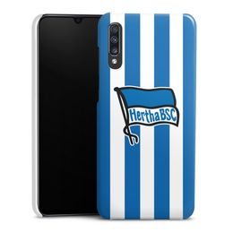 DeinDesign Galaxy A70 Handy Premium Case Smartphone Handyh&uuml;lle Schutzh&uuml;lle gl&auml;nzend Flag Hertha Bsc Stripes Premium Case