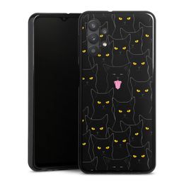 DeinDesign Galaxy A32 5G Handy Silikon H&uuml;lle Case schwarz Handyh&uuml;lle Muster Eye Cat