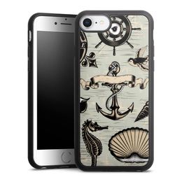 DeinDesign iPhone SE (2020) Handy Gallery Case Handyh&uuml;lle 9H Geh&auml;rtetes Glas R&uuml;ckseite H&uuml;lle Sailor Anchor Maritim Gallery Case