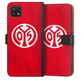 DeinDesign Galaxy A22 5G Handy Klapph&uuml;lle Handyh&uuml;lle aus Kunst Leder schwarz Flip Case Nullf&uuml;nfer 1. Fsv Mainz 05 E.V. Official Licensed Product Sideflip mit 