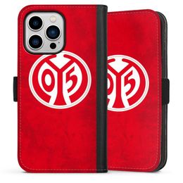 DeinDesign iPhone 13 Pro Handy Klapph&uuml;lle Handyh&uuml;lle aus Kunst Leder schwarz Flip Case Nullf&uuml;nfer 1. Fsv Mainz 05 E.V. Official Licensed Product Sideflip mit 