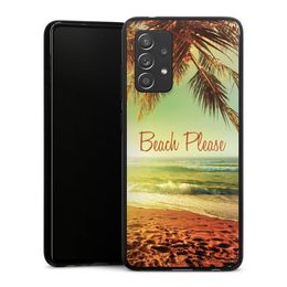 DeinDesign Galaxy A52s 5G Handy Silikon H&uuml;lle Case schwarz Handyh&uuml;lle Beach Palm Tree Urlaub