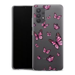 DeinDesign Galaxy A32 4G Handy Silikon H&uuml;lle Case transparent Handyh&uuml;lle Butterfly Motiv Ohne Hintergrund Muster Silikon Case