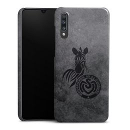 DeinDesign Galaxy A70 Handy Premium Case Smartphone Handyh&uuml;lle Schutzh&uuml;lle gl&auml;nzend Official Licensed Product Msv Duisburg Zebra Premium Case