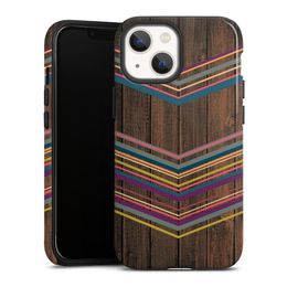 DeinDesign iPhone 13 Mini Handy Panzer Handyh&uuml;lle robuste Outdoor H&uuml;lle Schutzh&uuml;lle gl&auml;nzend Muster Wood Wooden Look Tough Case