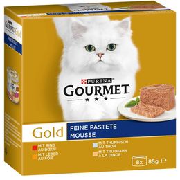 Gourmet Gold Feine Pastete Mixpaket Katzen-Nassfutter Alleinfuttermittel 8x85g