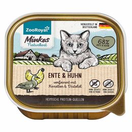 ZooRoyal Minkas Naturkost Ente und Huhn mit Karotten Katzen-Nassfutter ohne Zucker und Getreide 16x100g