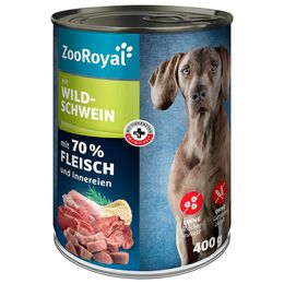 ZooRoyal Hunde-Nassfutter mit Wildschwein Hunde-Nassfutter ohne Getreide- und Zuckerzusatz 6x400g