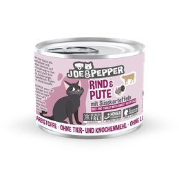 Joe & Pepper Cat Rind & Pute mit S&uuml;&szlig;kartoffeln Katzen-Nassfutter getreidefrei 6x200g